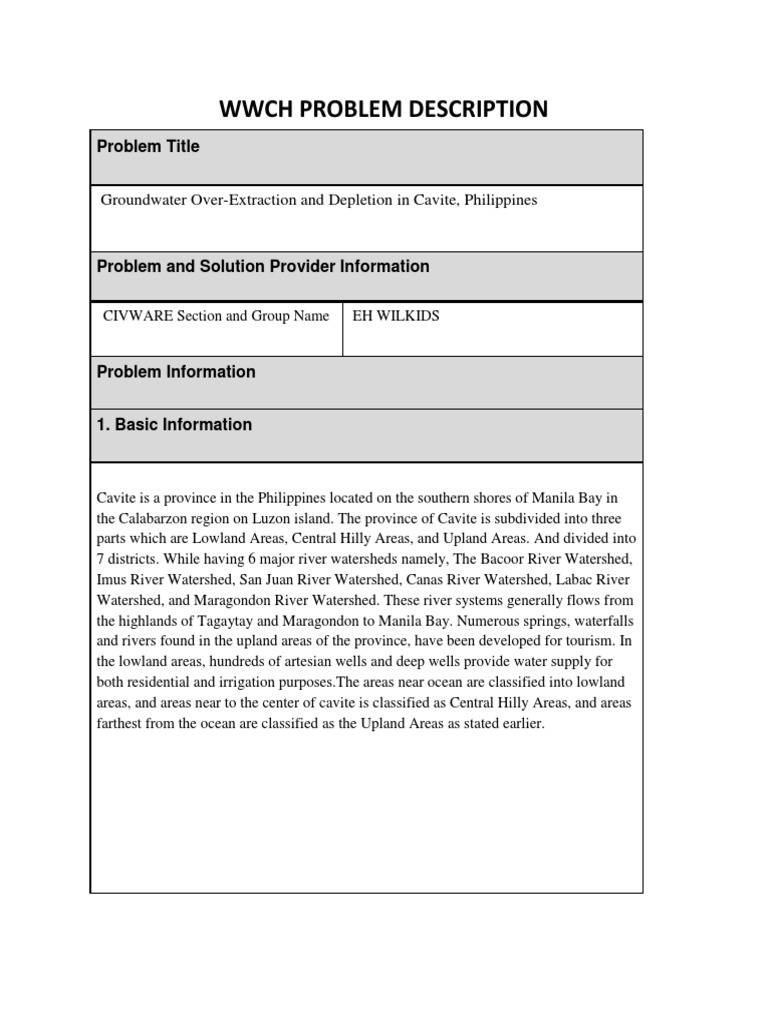 Groundwater Over-Extraction and Depletion in Cavite, Philippines | PDF ...