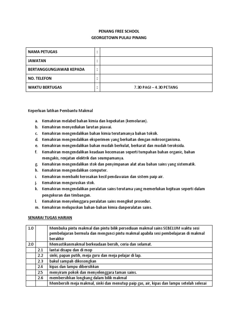 Tugas Pembantu Makmal | PDF