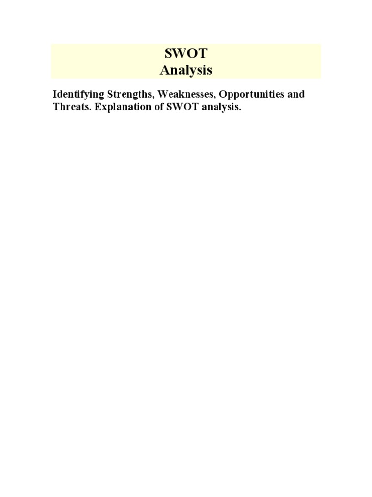 A Guide to Conducting a Thorough SWOT Analysis | PDF | Swot Analysis ...