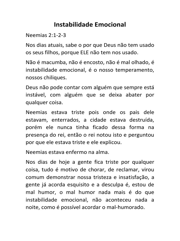Controle da Instabilidade Emocional | PDF | Emoções | Amor