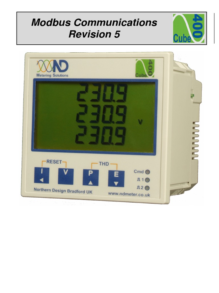 Cube400 Modbus Comms Manual REV5 | PDF | Coaxial Cable | Integer (Computer Science)