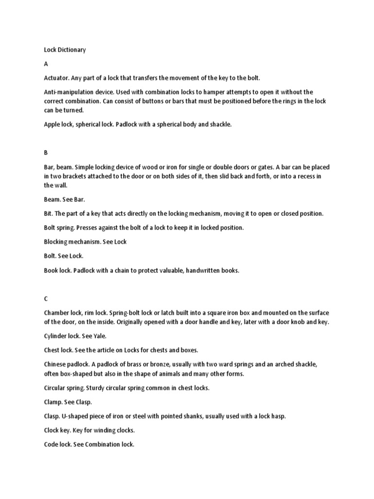 D&D 5e Lock Dictionary | PDF | Lock (Security Device) | Security ...