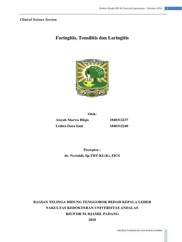 Css Faringitis Tonsilitis Laringitis | PDF