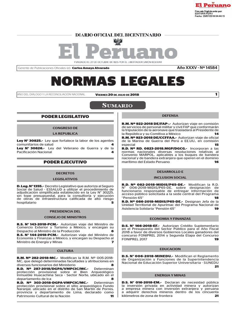 Publicación Oficial Diario El Peruano | PDF | Perú | Esfera pública