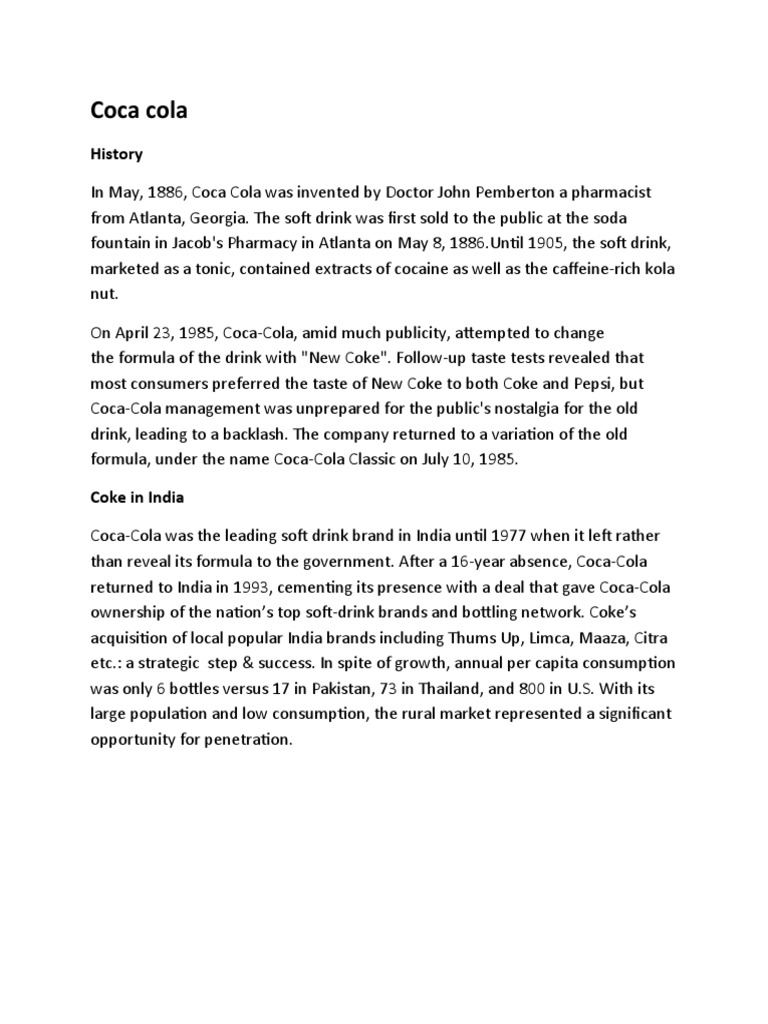 Coa Cola | PDF | Coca Cola | The Coca Cola Company