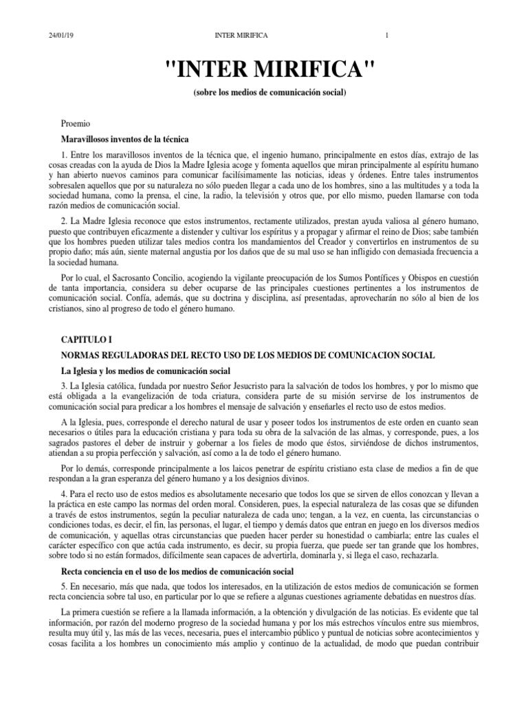 Inter Mirifica | PDF | Iglesia Católica | Moralidad