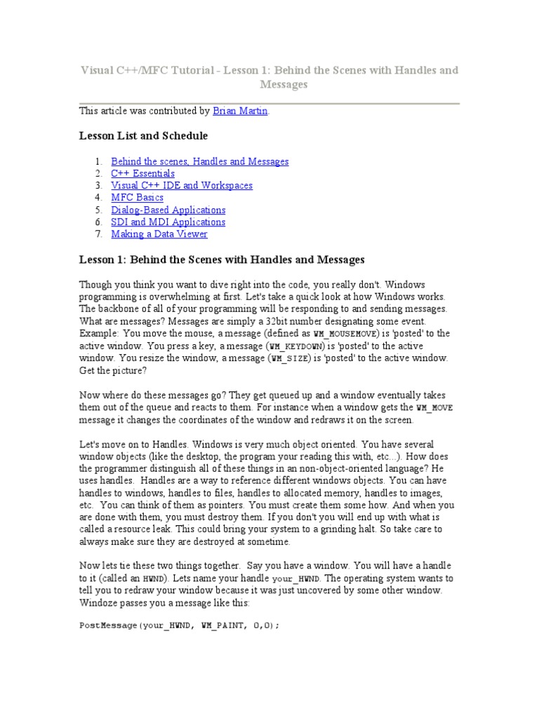 (Ebook - Doc) Visual C++ MFC Tutorials | PDF | Dialog Box | Class ...