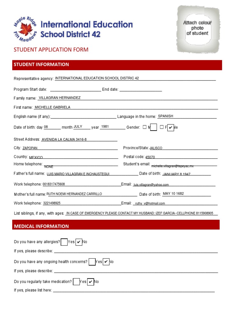 Student Application Form | Download Free PDF | Consent | Hiking