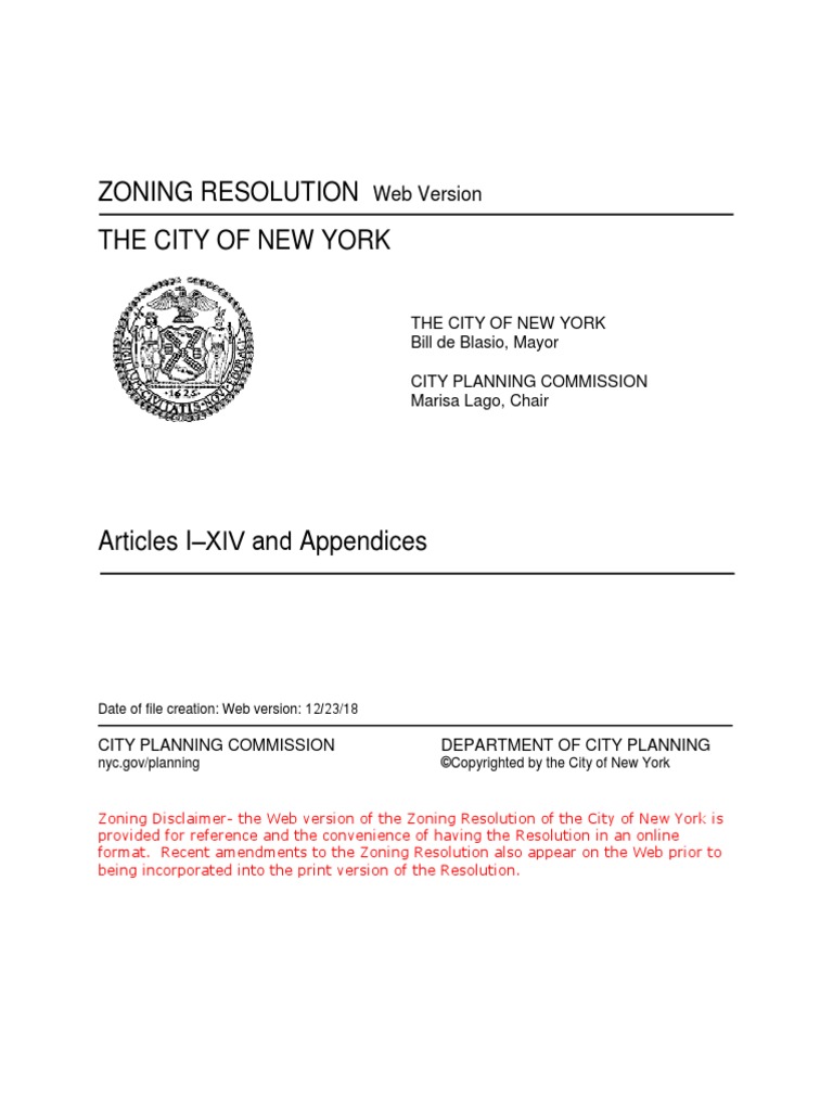NYC Zoning Resolution | PDF | Zoning | Article One Of The United States ...