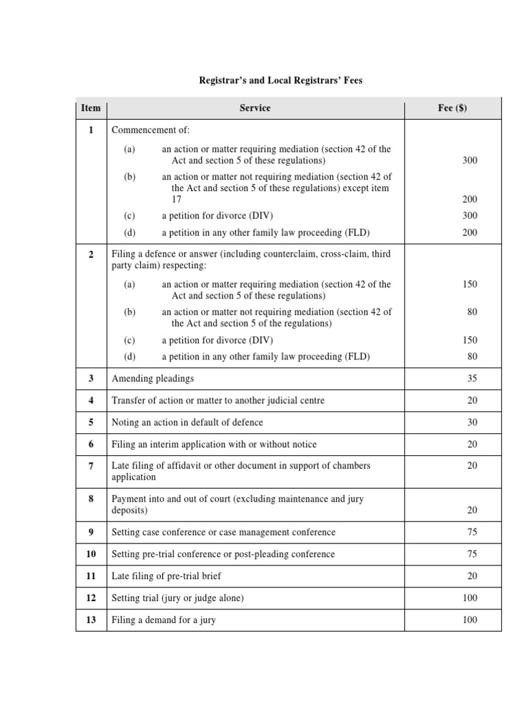 Court Fees Chart January 2019 | PDF | Sheriff | Judgment (Law)