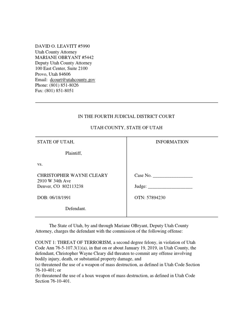 Christopher Cleary PDF | PDF | Defendant | Probable Cause