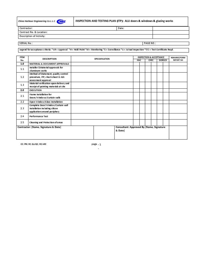 ITP-ALU Doors & Windows & Glazing Works | PDF