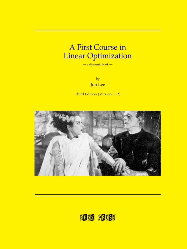 A First Course In Linear Optimization Pdf Matrix Mathematics Linear Programming
