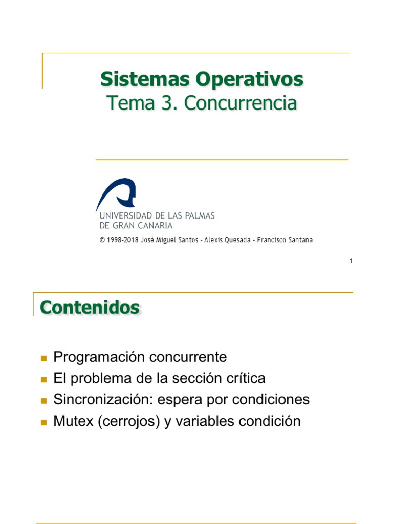 Sistemas Operativos. Concurrencia | PDF | Computación concurrente ...