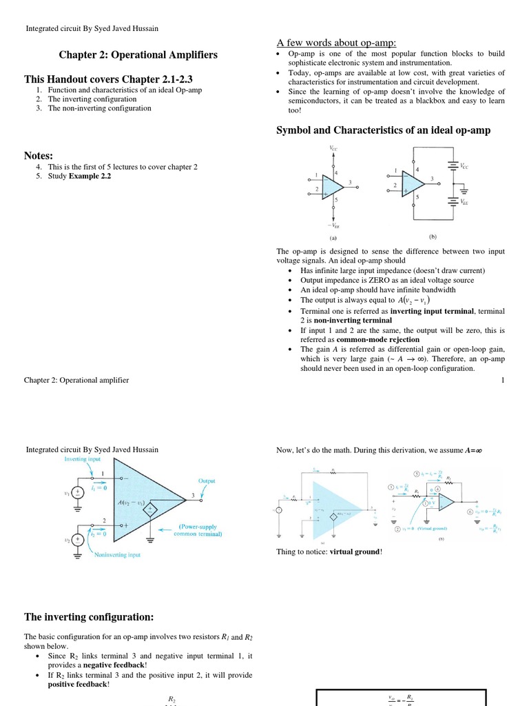 Chapter 2: Operational Amplifiers This Handout Covers Chapter 2.1-2.3 ...