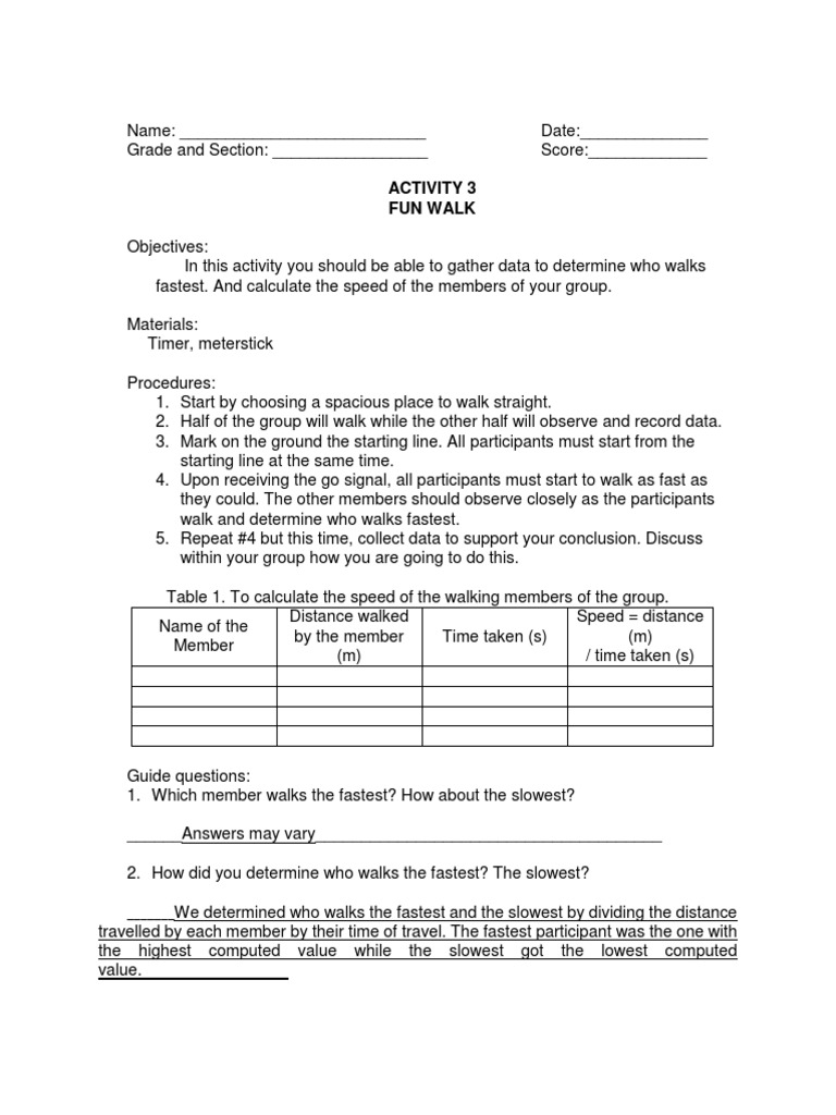 Activity Sheet W Answers | PDF