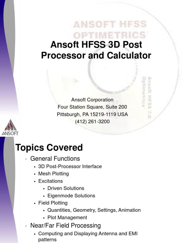 Ansoft HFSS 3D Post Processor and Calculator | PDF | Calculator | Euclidean Vector