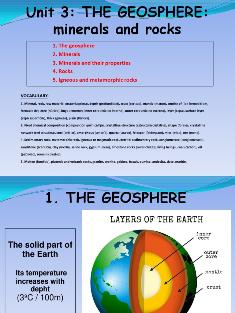 Unit 3 The Geosphere Minerals and Rocks With Answers | PDF | Roca ... Unit 3 The Geosphere Minerals and Rocks With Answers | PDF | Roca ...