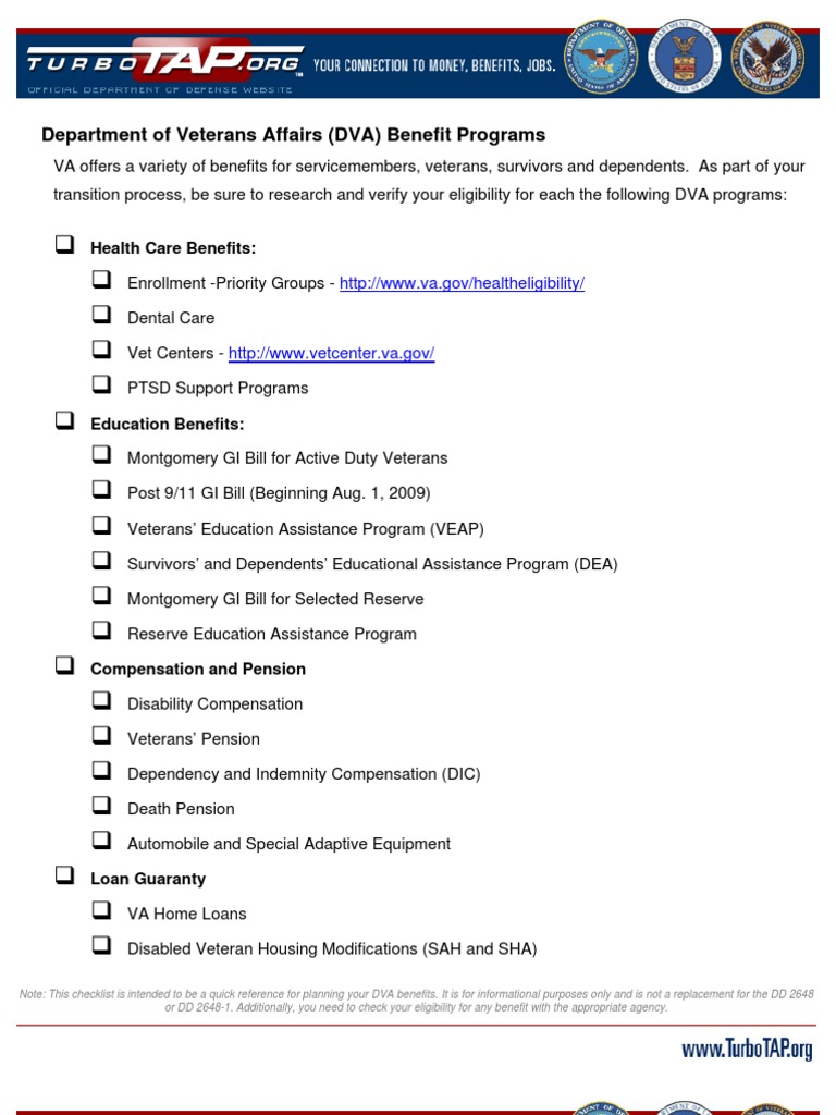DVA Checklist | PDF | United States Department Of Veterans Affairs | G ...