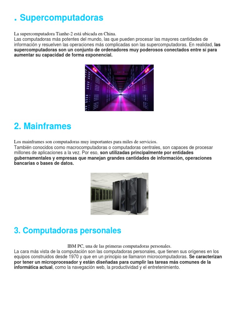 Clases de Computadoras | PDF | Tableta | Ordenador portátil
