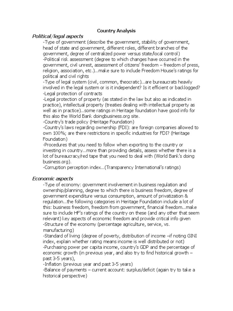 Country Analysis Political/legal Aspects | PDF | Labour Economics ...