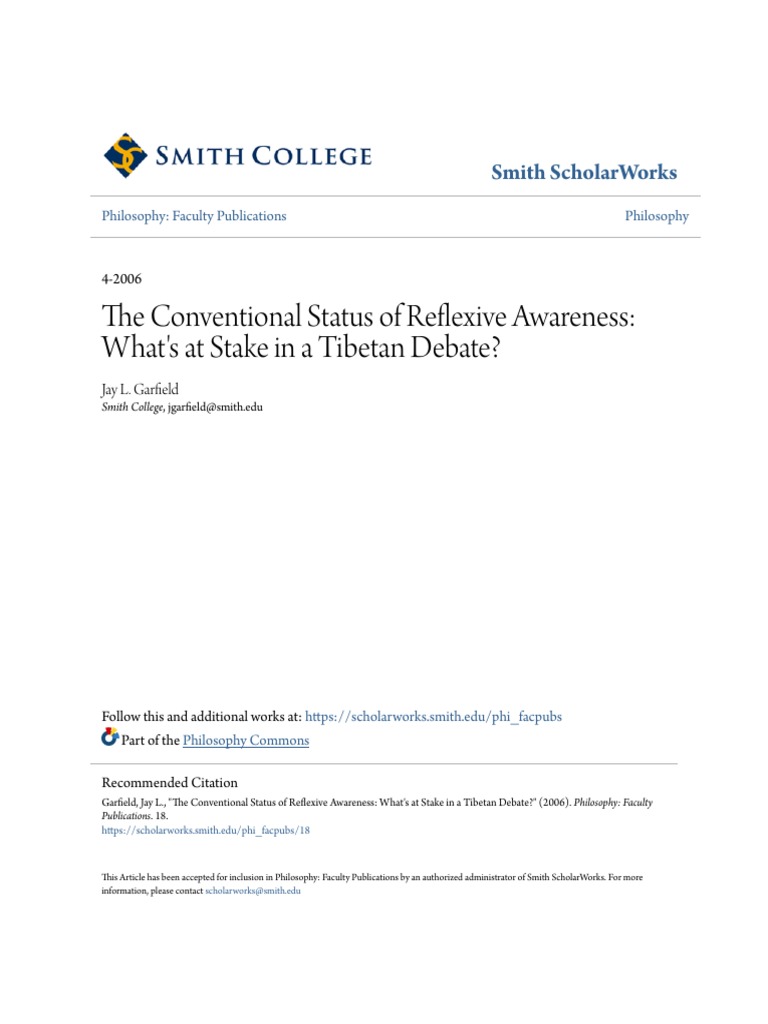 Conventional Status of Reflexive Awareness | PDF | Consciousness | Je ...