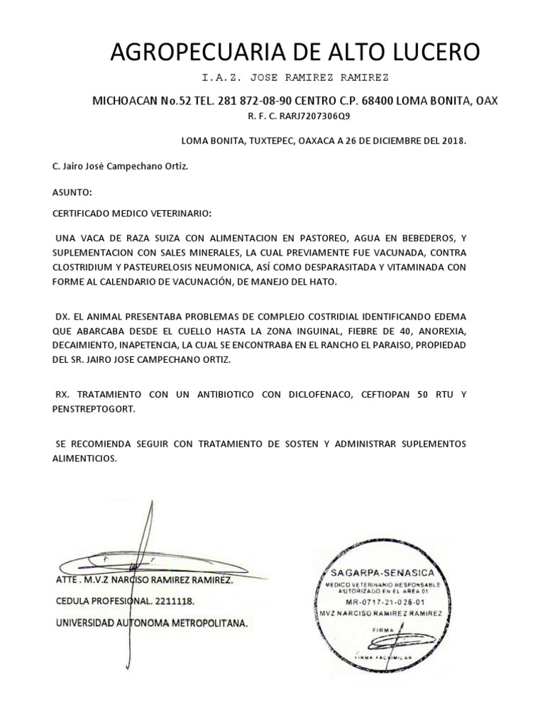 Certificado Medico Veterinario | PDF Certificado Medico Veterinario | PDF