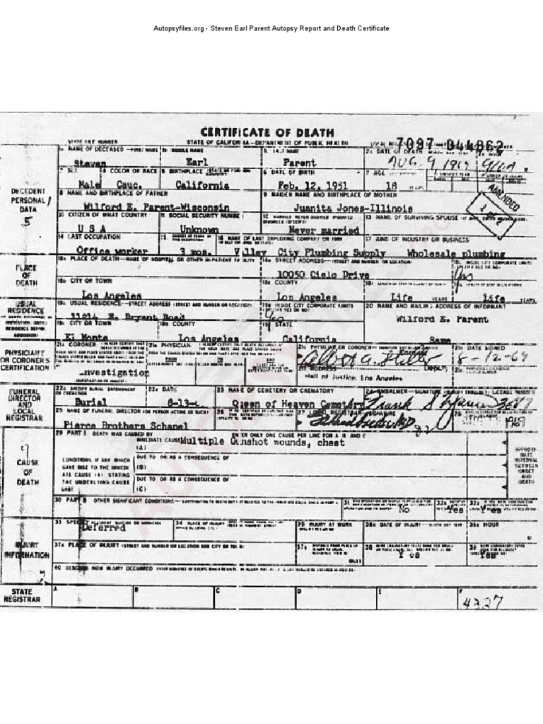 Steve Parent Autopsy | PDF