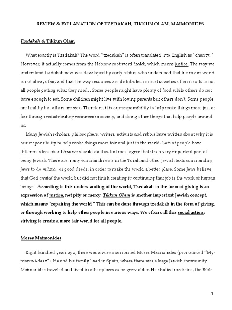 Final - Tzedakah Tikkun Olam Maimonides Ladder - Dec | PDF | Semitic ...