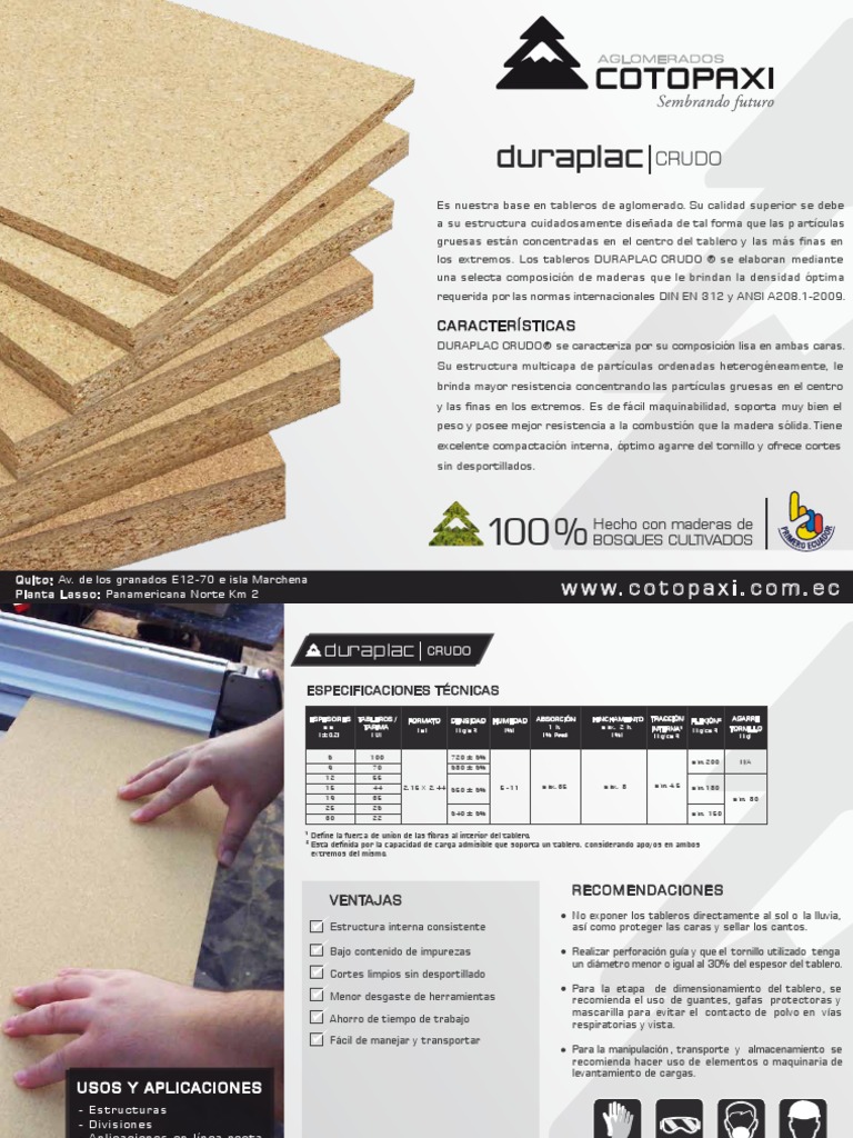 Ficha Técnica - Duraplac Crudo | PDF | Tornillo | Naturaleza Ficha Técnica - Duraplac Crudo | PDF | Tornillo | Naturaleza