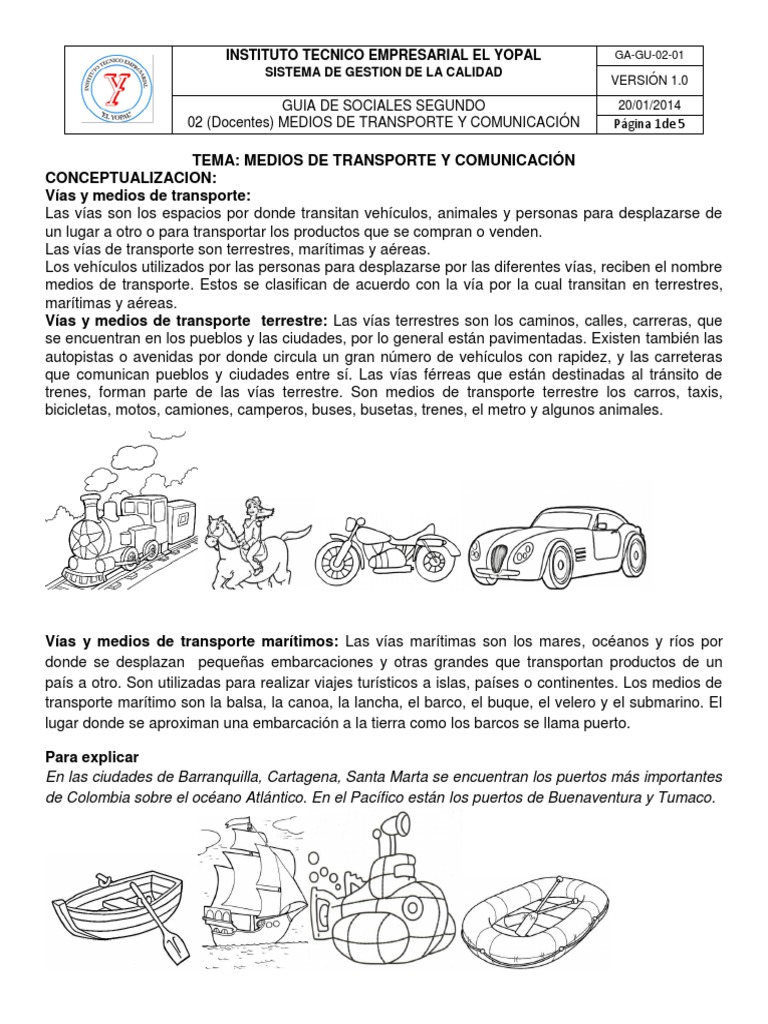 Guia Medios de Transporte y Comunicación | PDF | Medios de comunicación ...