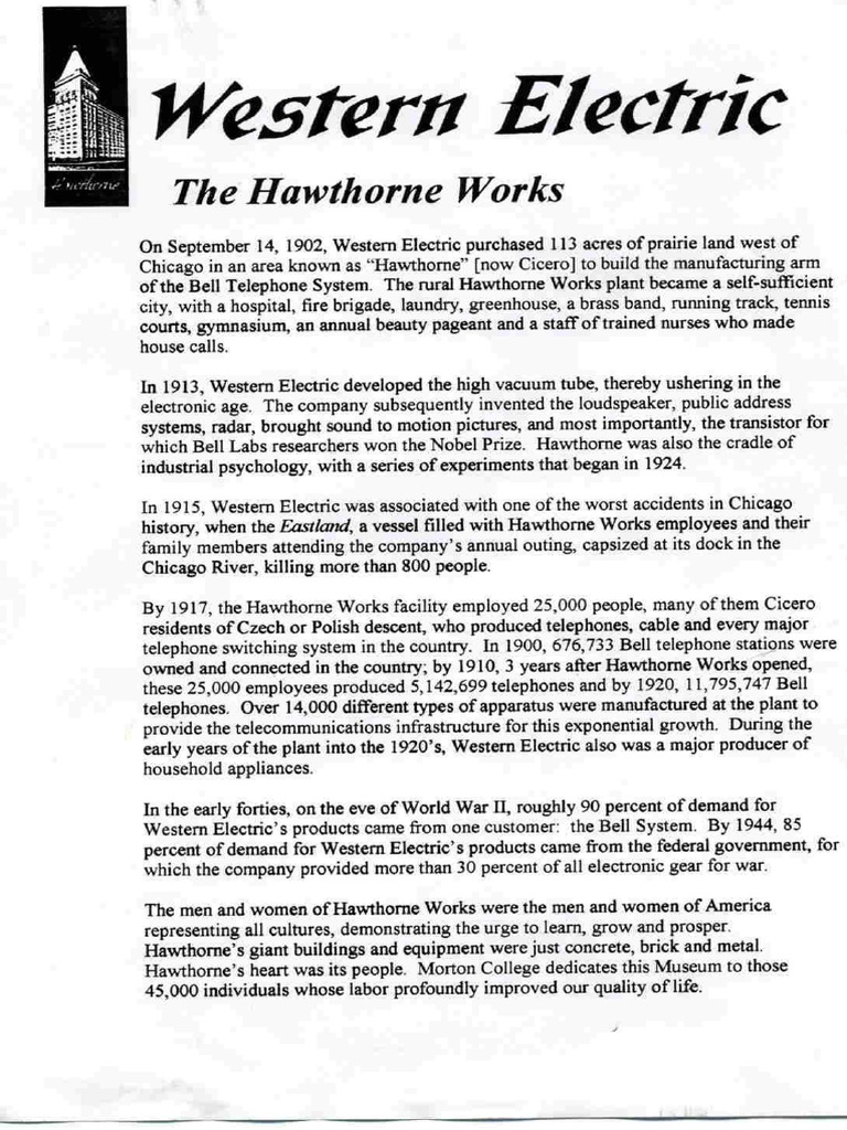 Hawthorne Works History | PDF