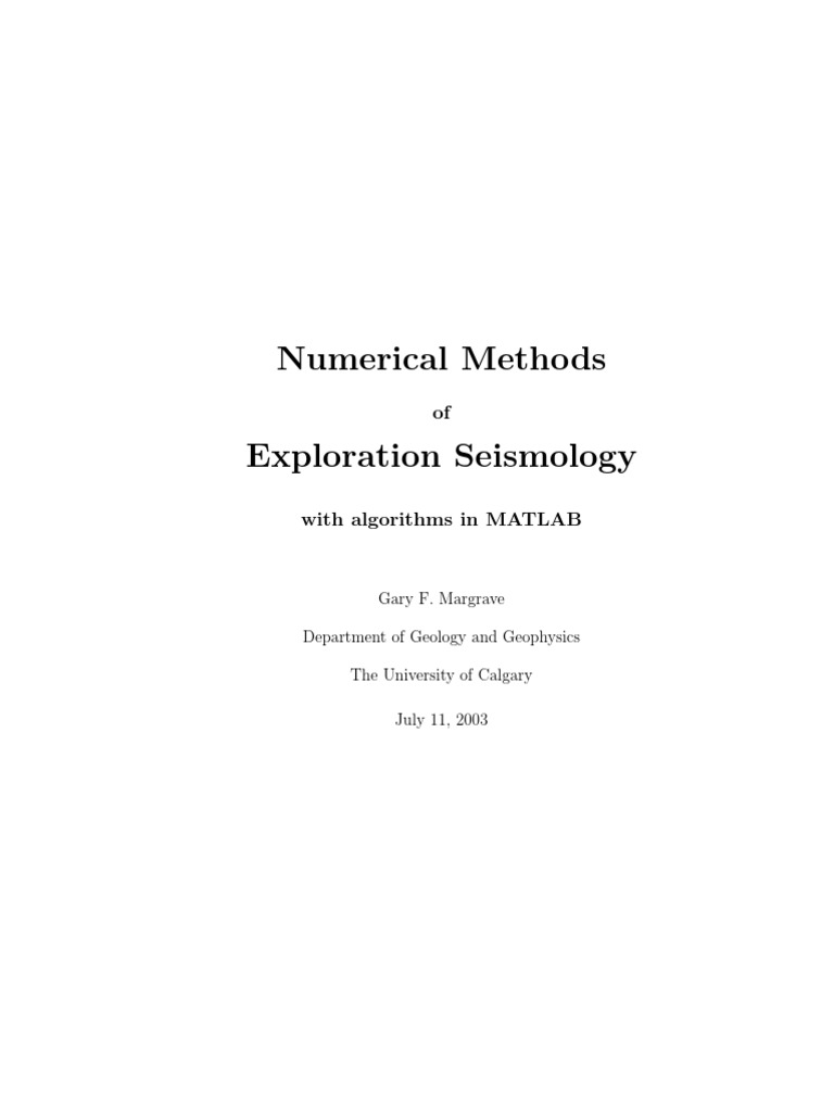 Numerical Methods of Exploration Seismology | PDF | C (Programming Language) | Matlab