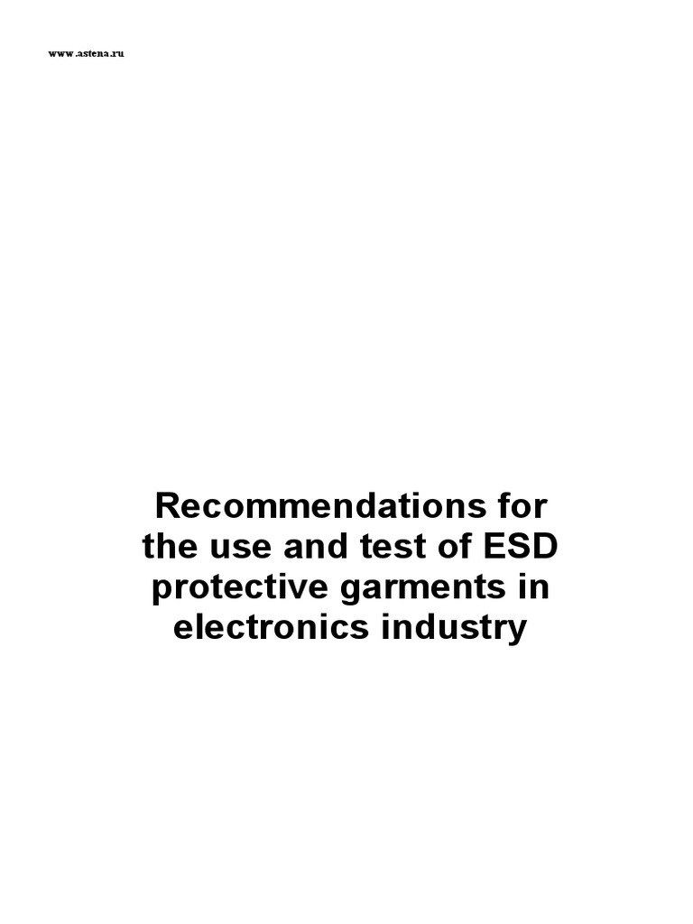 Recommendations For The Use and Test of ESD Protective Garments in ...