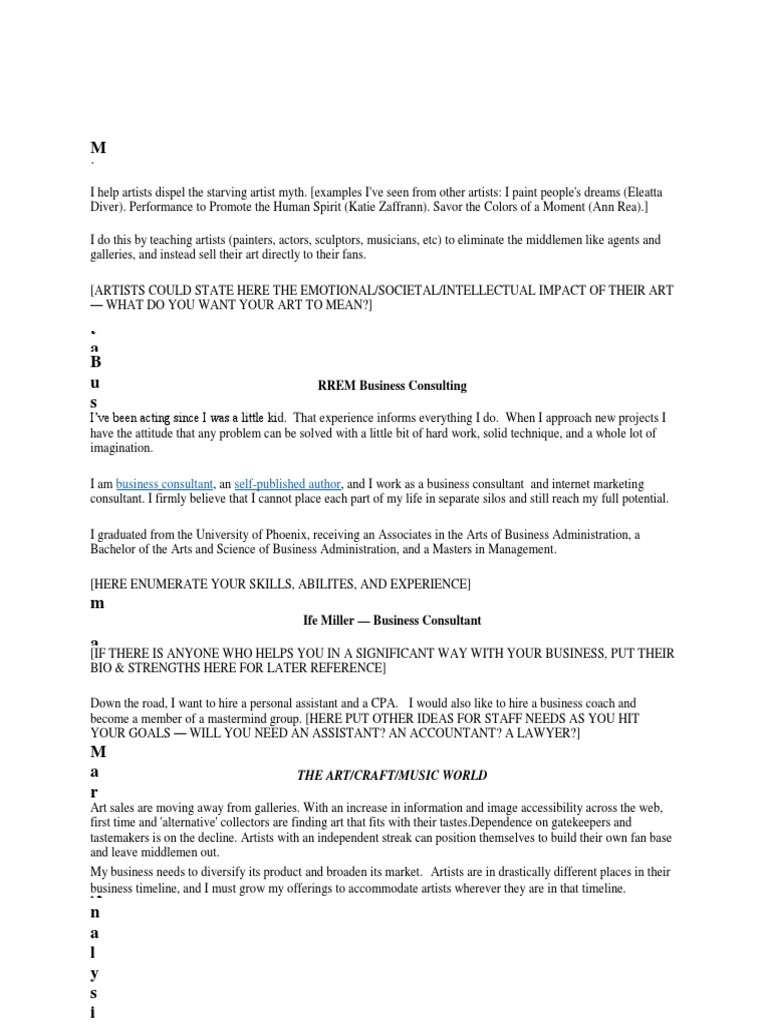 Artist Business Plan | PDF | Business