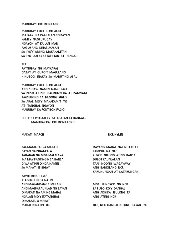 Mabuhay Fort Bonifacio | PDF