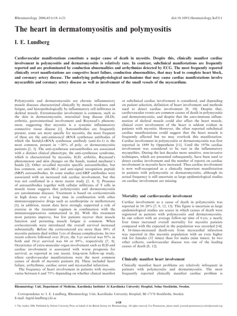 Rheumatology - The Heart in Dermatomyositis and Polymyositis | PDF | Cardiac Muscle | Heart