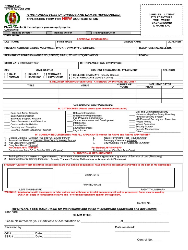 Security License Application Form | PDF | Diploma | Government