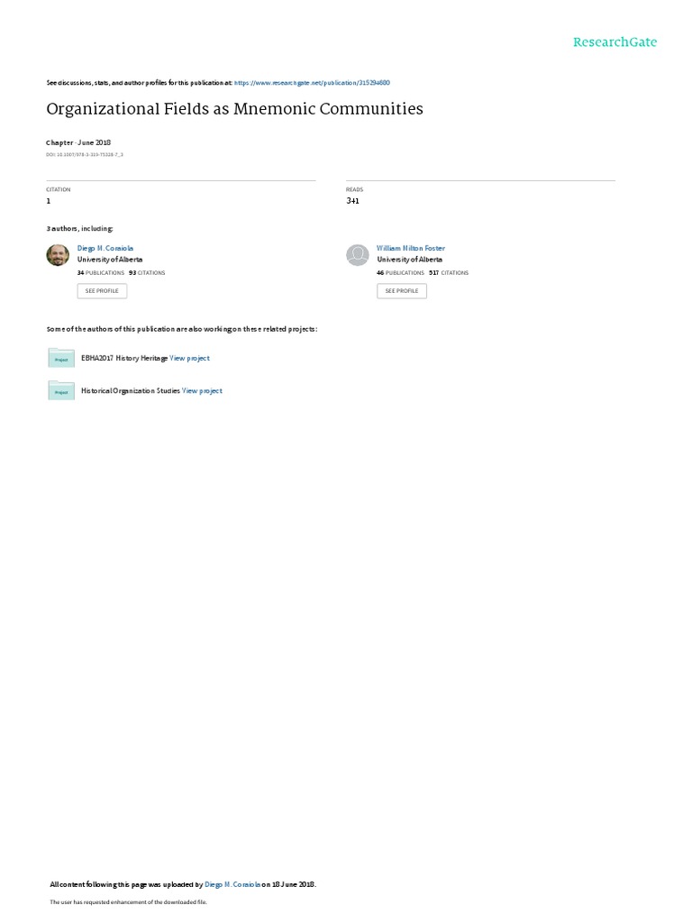Organizational Fields As Mnemonic Communities | PDF | Narrative | Community