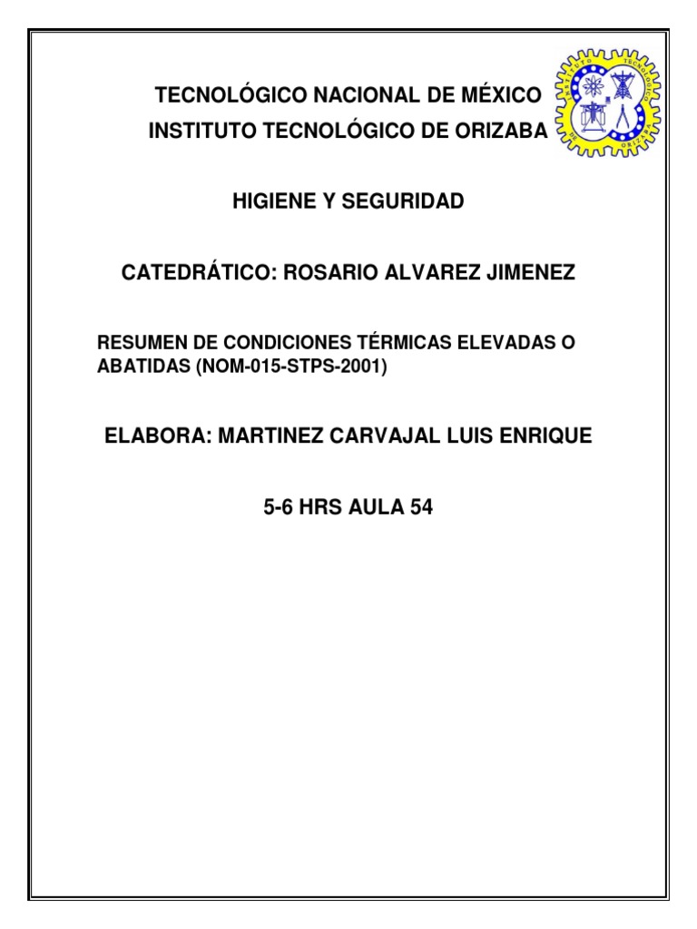 Nom 015 STPS 2001 | PDF | Temperatura | Sensor