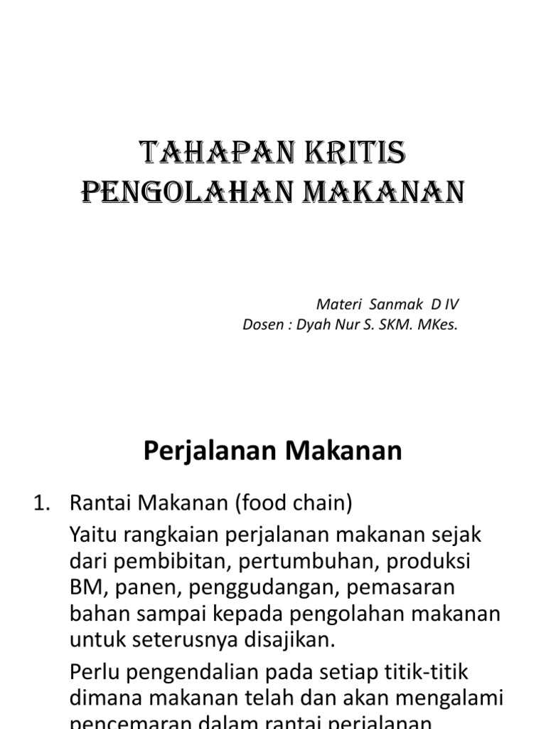 Sanmak Tahapan Kritis Pengolahan MKN | PDF