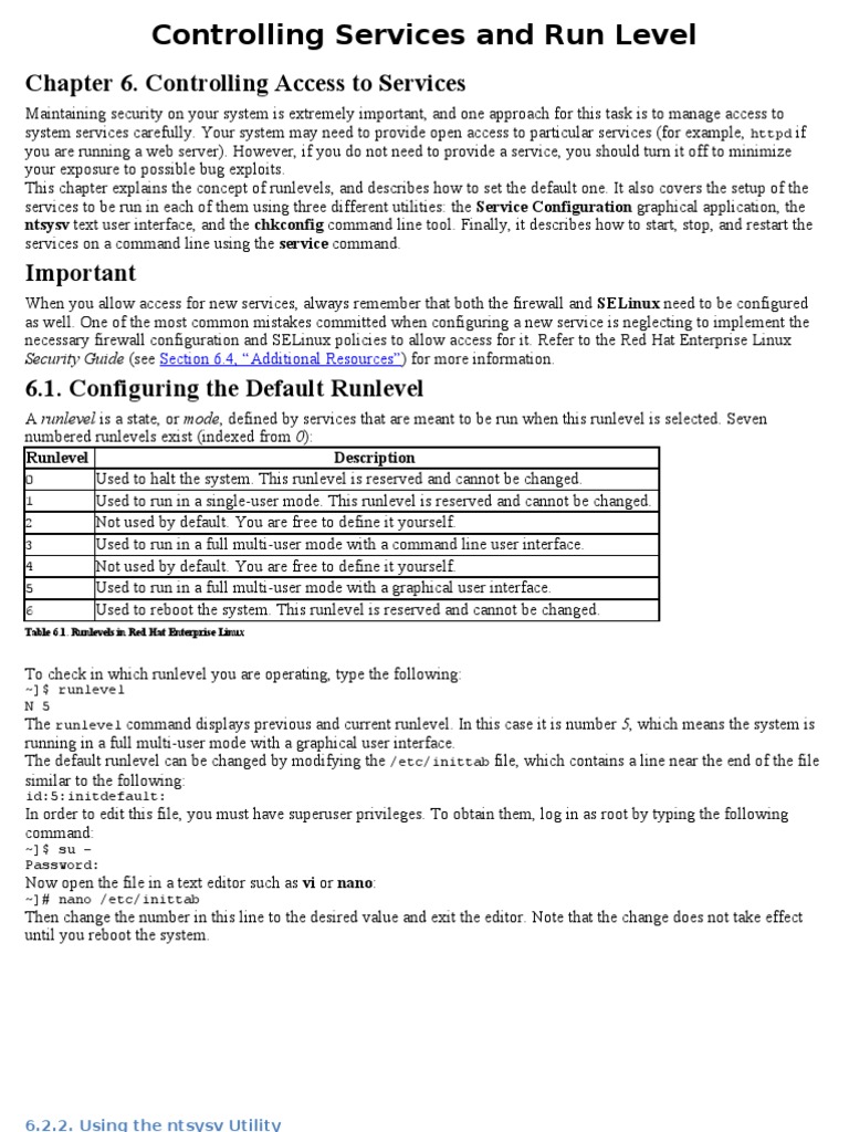 Chapter 6. Controlling Access To Services: Section 6.4, "Additional Resources" | PDF | Superuser ...
