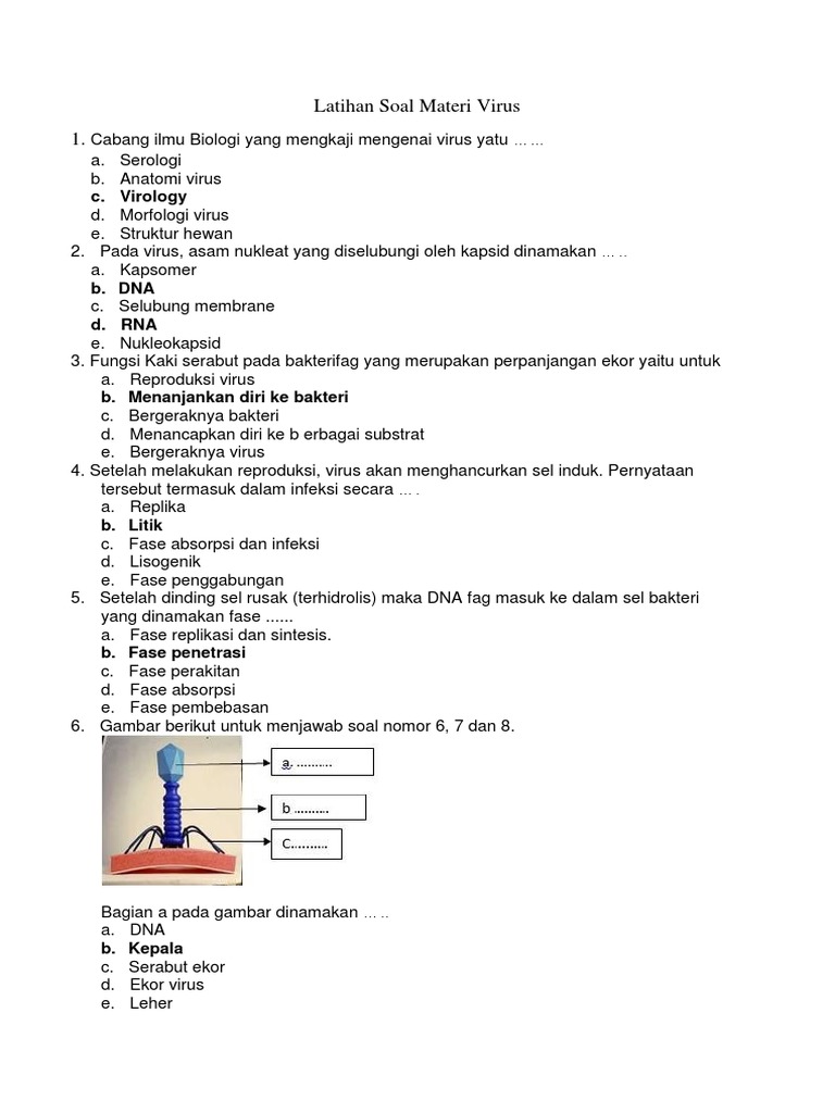 Latihan Soal Biologi Virus Kelas 10 | PDF