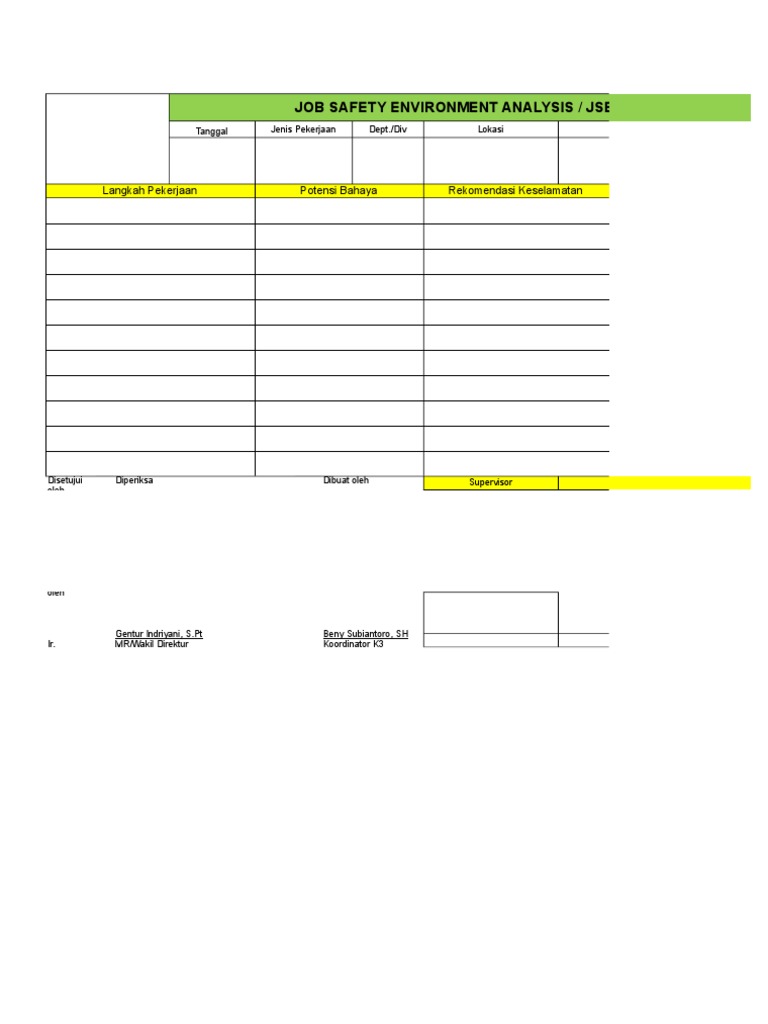 Contoh Form JSEA | PDF