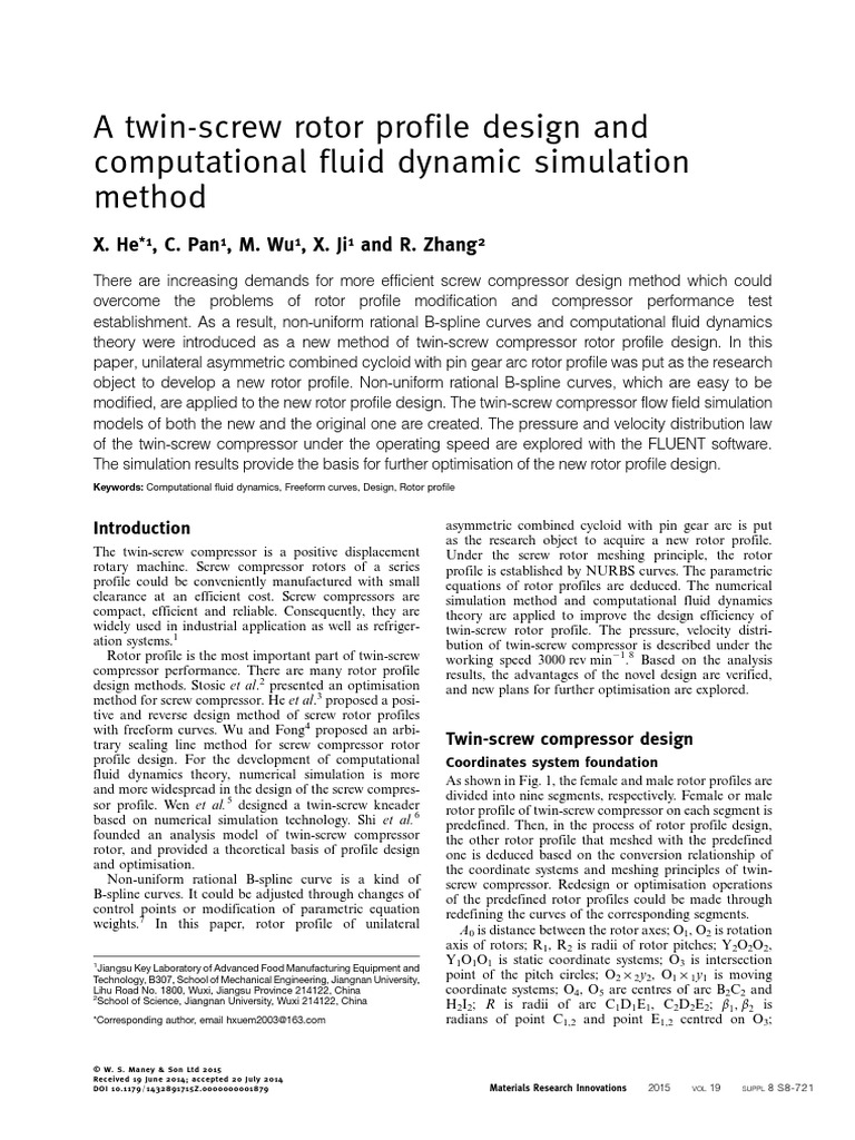 A Twin-Screw Rotor Profile Design and Computational Fluid Dynamic ...