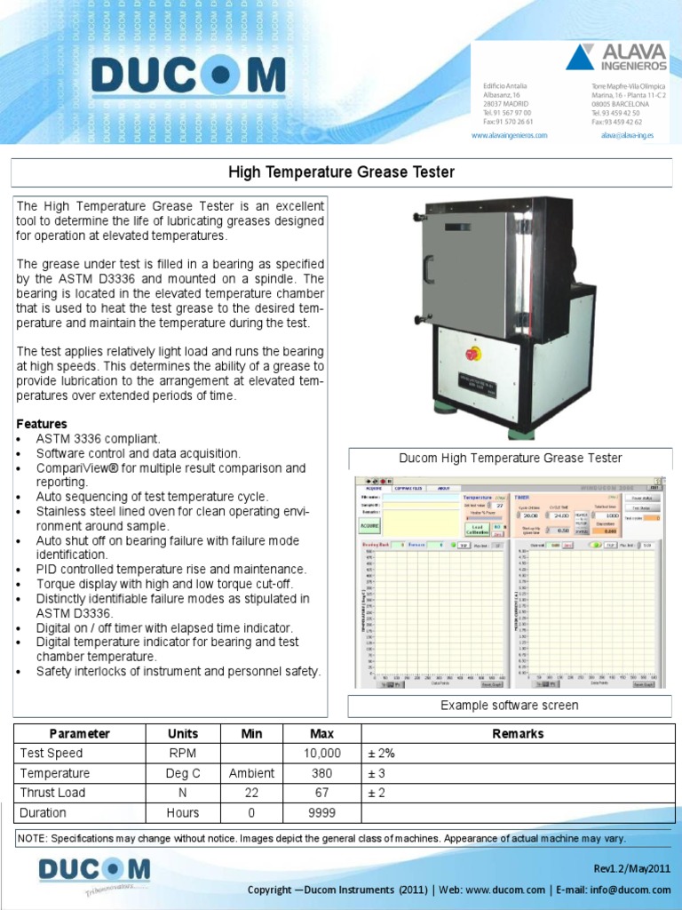 High Temperature Grease Tester Ducom | PDF | Bearing (Mechanical ...