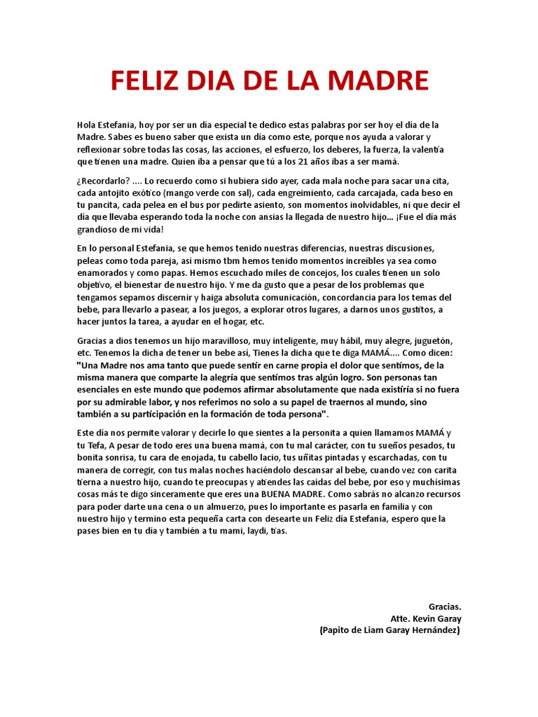 Carta de amor por el Día de la Madre | PDF | Ocio