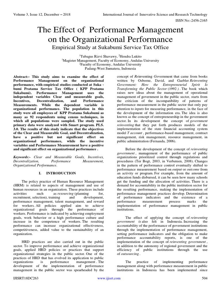 The Effect of Performance Management On The Organizational Performance ...