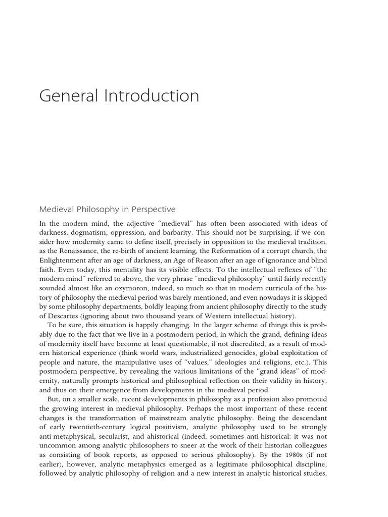 Medieval Philosophy - General Introduction | PDF | Analytic Philosophy ...
