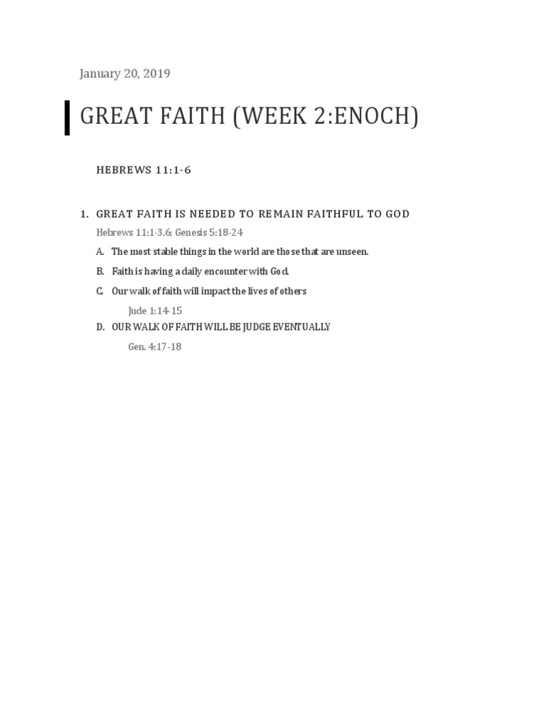 Great Faith: Week 2 Study Guide | PDF